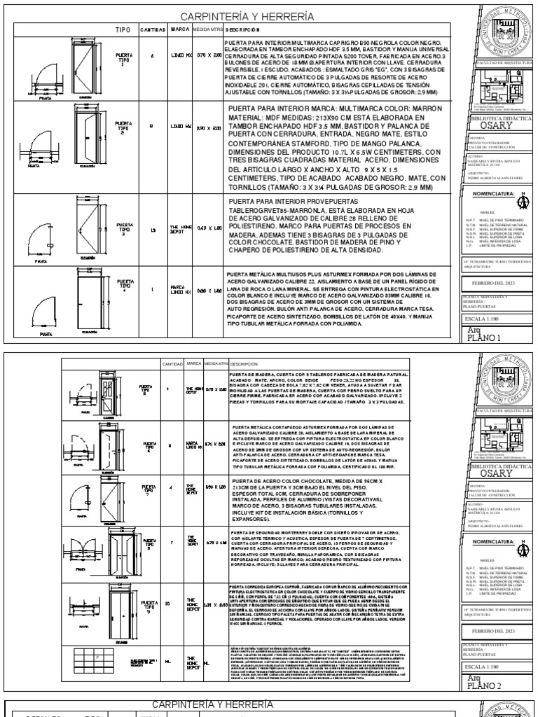 Planos de Carpintería y Herrería | PDF | Aluminio | Lentes