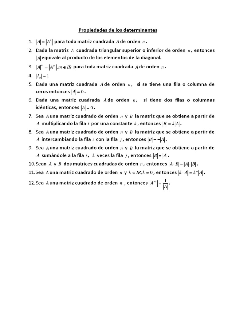 Propiedades de Los Determinantes | PDF