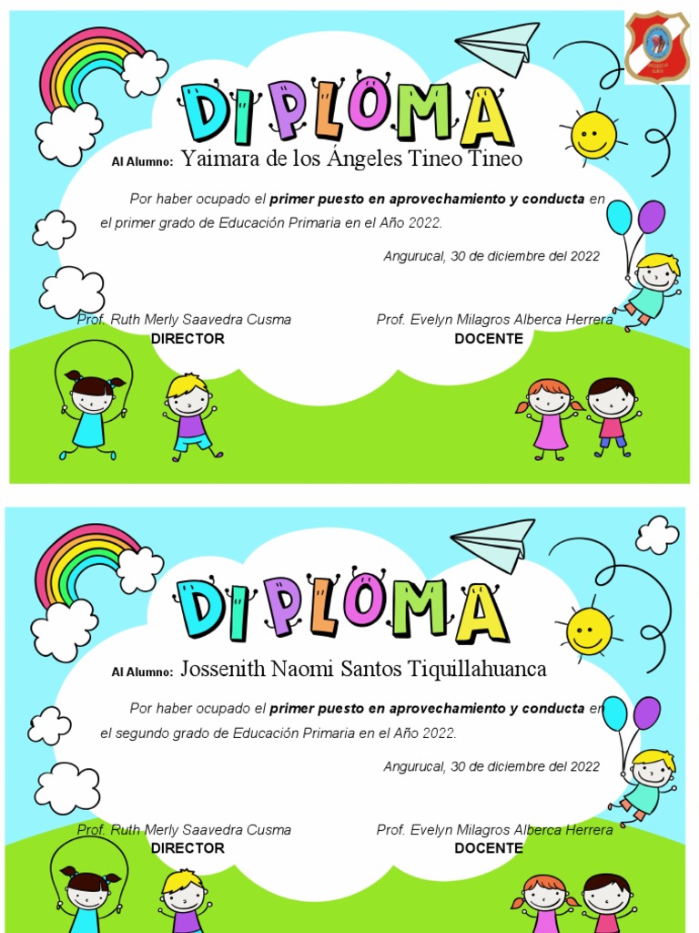 Certificados de reconocimiento a los estudiantes destacados del colegio ...