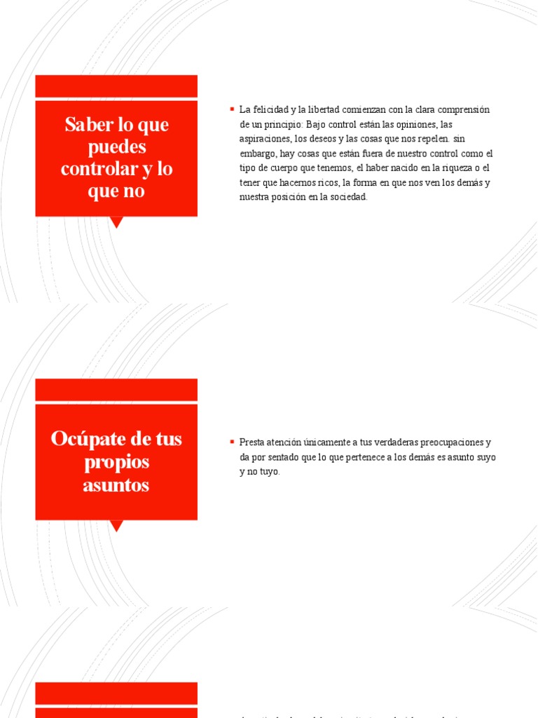 Saber Lo Que Puedes Controlar y Lo Que No | PDF