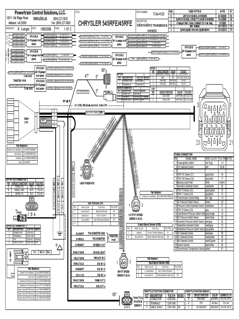TCM-4123 CHRYSLER 545RFE (All) | PDF | Electrical Connector ...