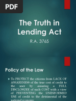 NOTES ON TILA - Truth in Lending Act (RA 3765) | PDF