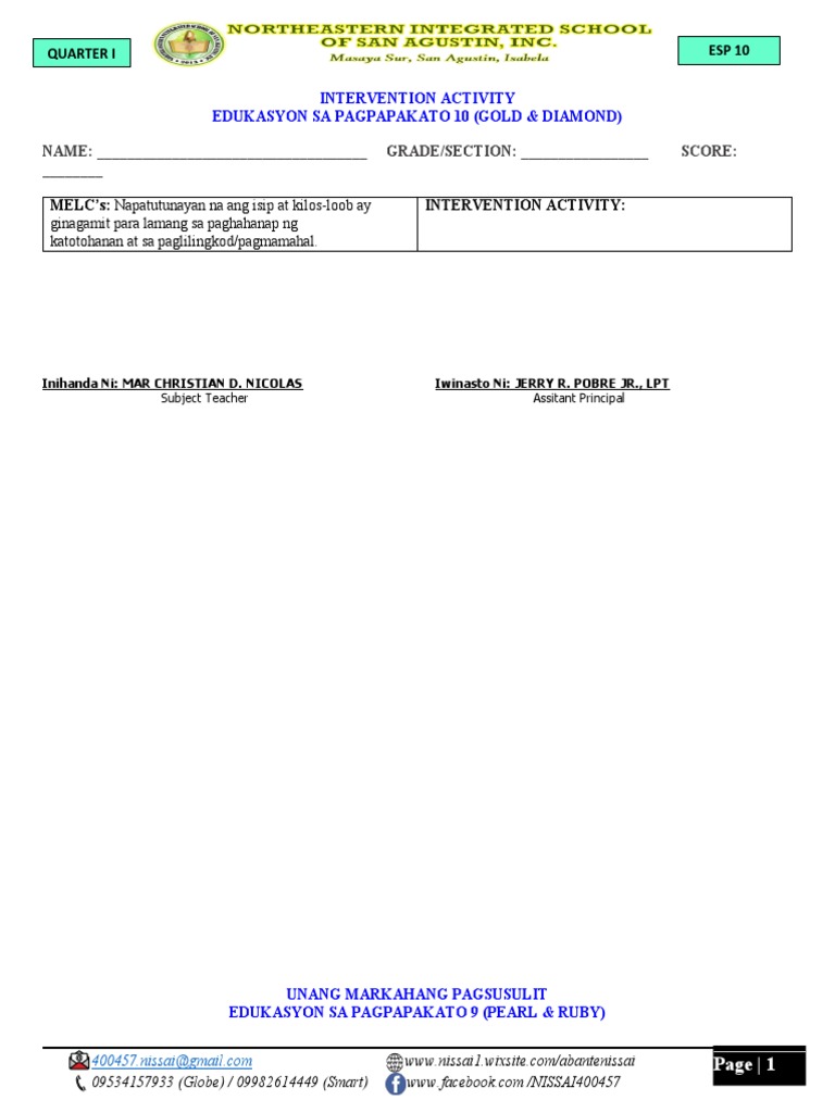 ESP10 Intervention Activity (Q1) | PDF