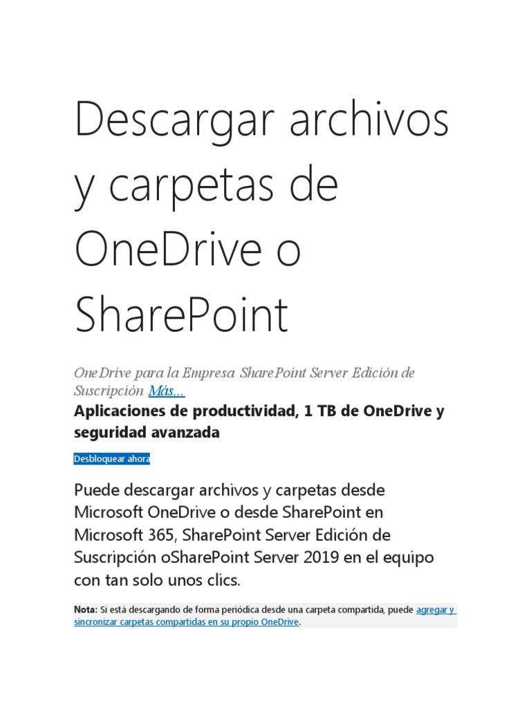 Descargar Archivos y Carpetas de OneDrive o SharePoint | PDF | Archivo de computadora | Software