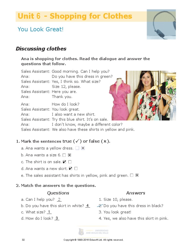 First Discoveries Workbook Unit 6 | PDF | Clothing