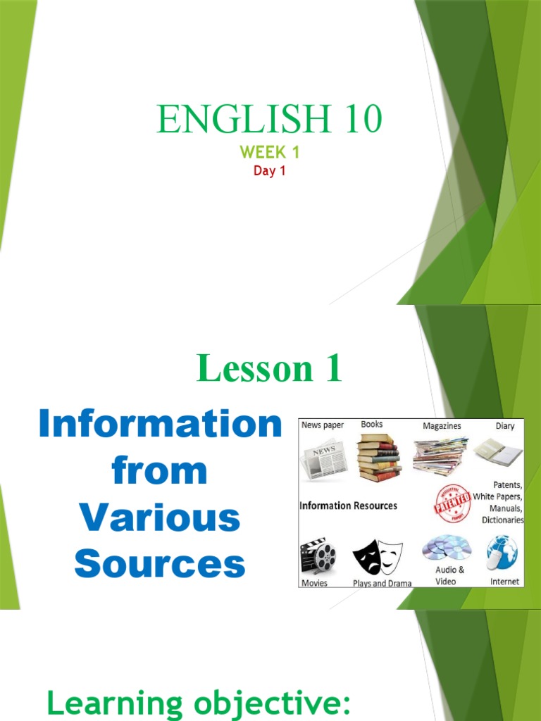 Lesson 1 - Infomation From Various Sources | PDF | Primary Sources ...