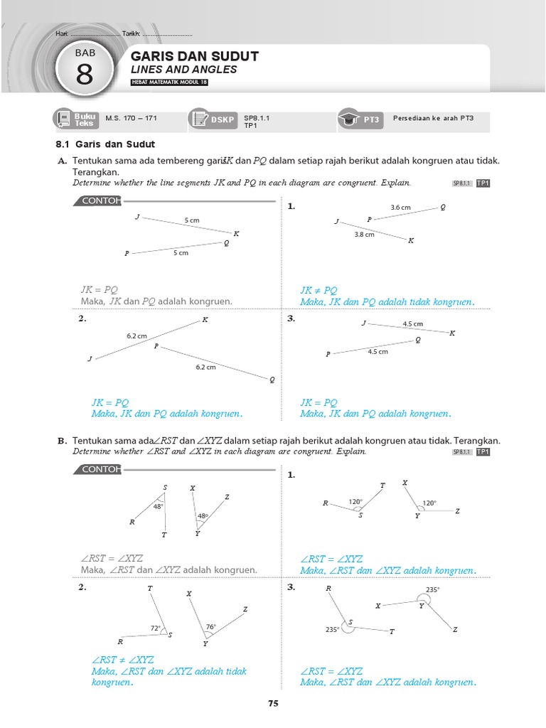 Tg1 (Praktis 8 - Garis Dan Sudut) JWPN | PDF