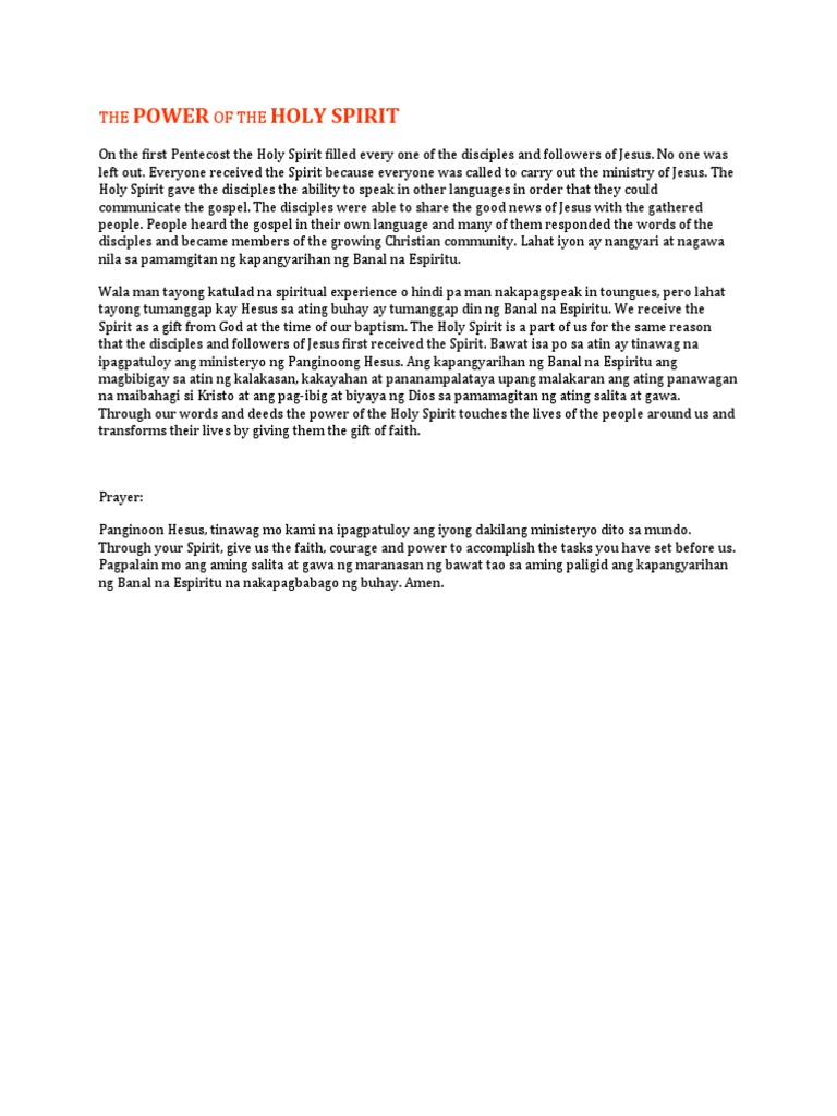The Power of The Holy Spirit | PDF | Religion & Spirituality