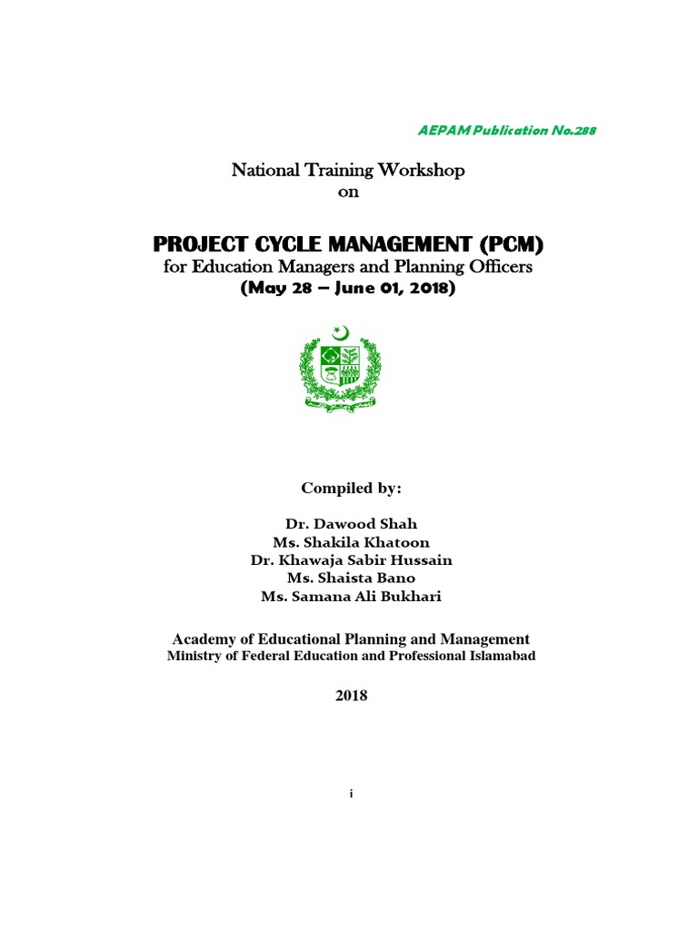 Project Cycle Management for Education Managers: A Training Workshop on Planning, Implementation ...