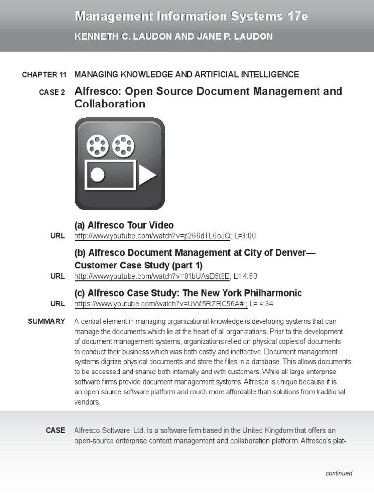 MIS17 - CH11 - Case2 - Alfresco Sem3 | PDF | Open Source | Software As A Service