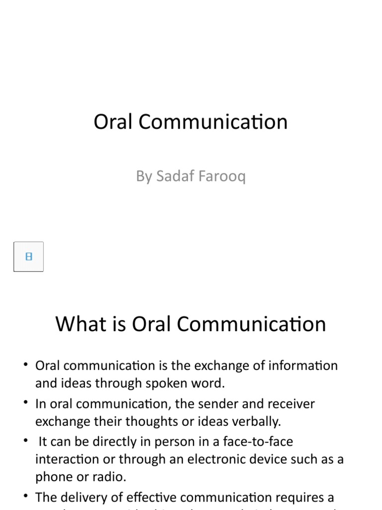 Oral Communication | PDF | Communication | Conversation