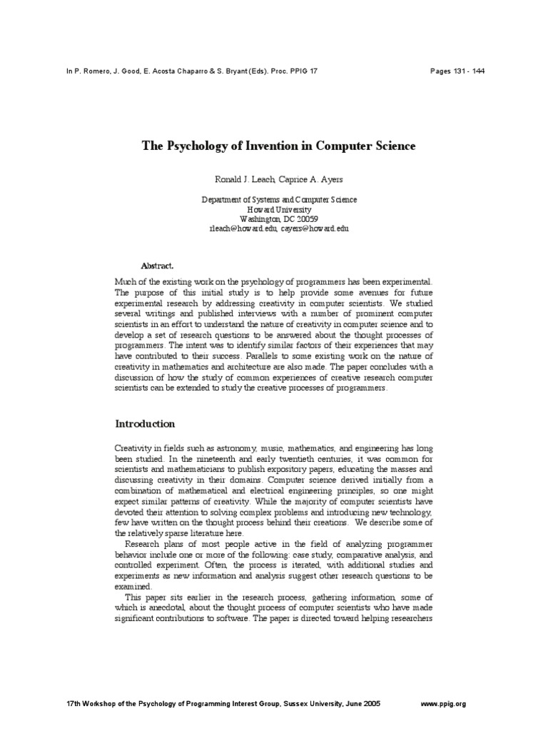Psychology of Invention | PDF | Computer Science | Creativity