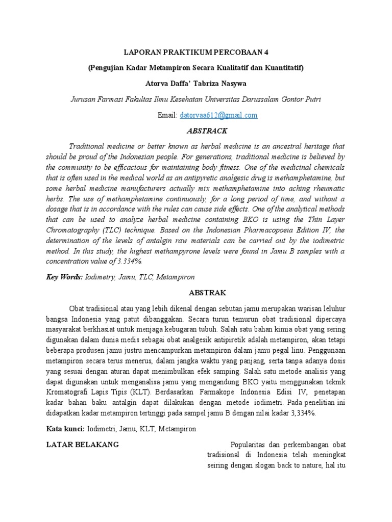 Analisis Kadar Metampiron | PDF | Pengembangan Diri