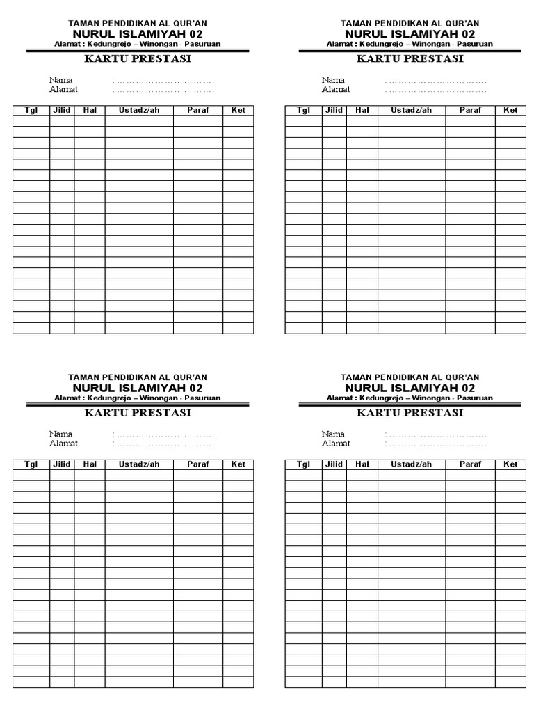 Buku Prestasi Santri | PDF