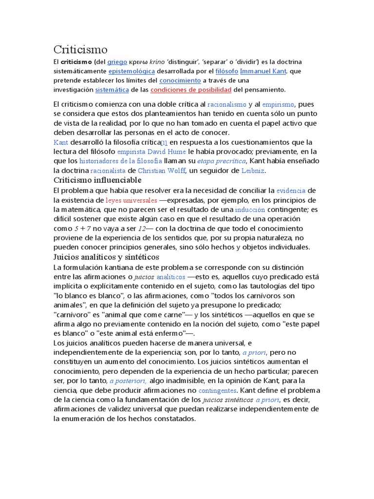 Filosofía Criticismo | PDF | Interacciones de disciplina académica ...