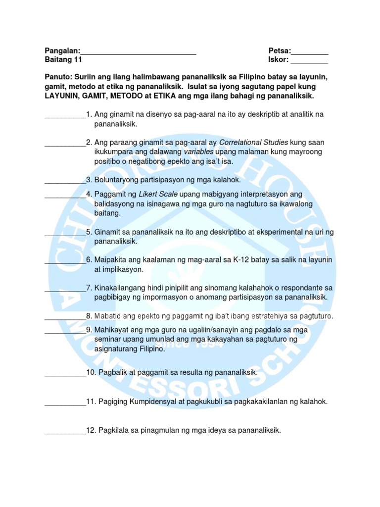 Gawain. Ang Layunin, Gamit Metodo at Etika NG Pananaliksik | PDF