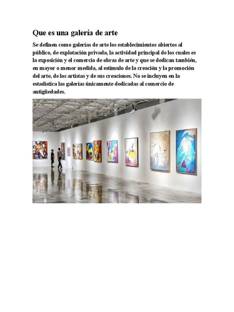 Definición de Galería de Arte | PDF | Ciencias sociales | Viajes y turismo