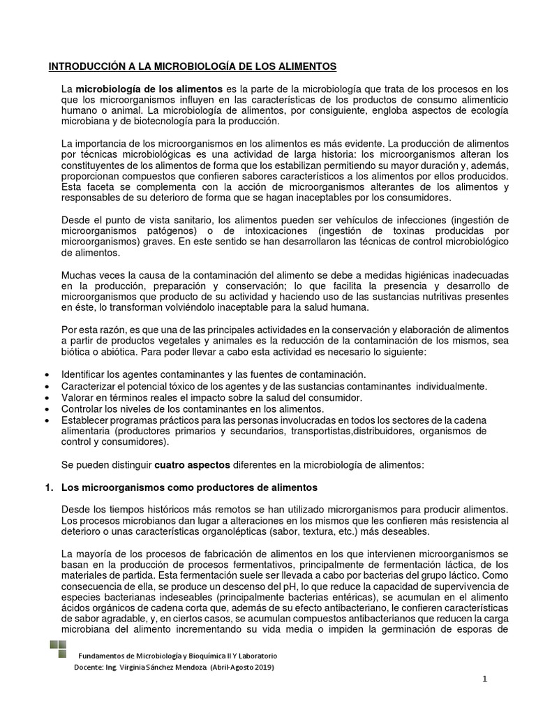 Microbiología Alimentaria: Fundamentos y Control | PDF | Alimentos ...