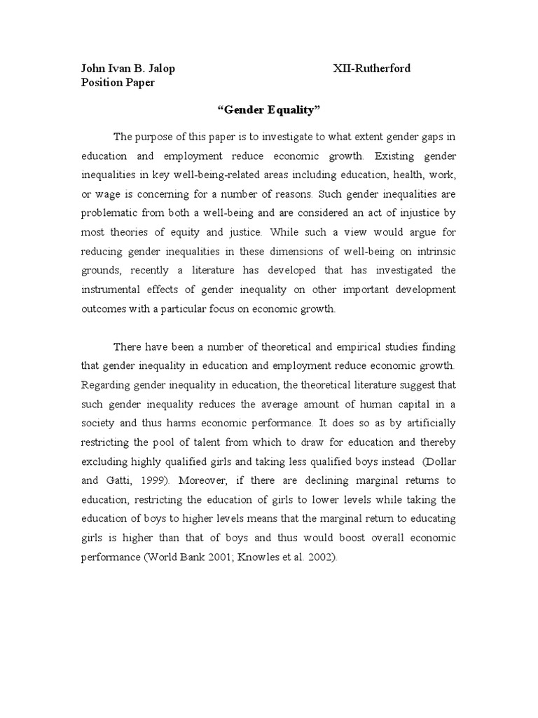 Gender Equality Position Paper | PDF