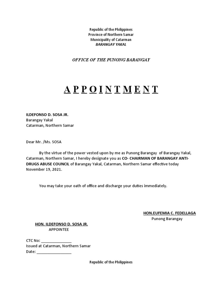 Appointment of Badac Member | PDF