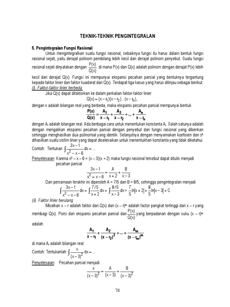 Teknik Pengintegralan Rasional | PDF | Metode & Bahan Ajar