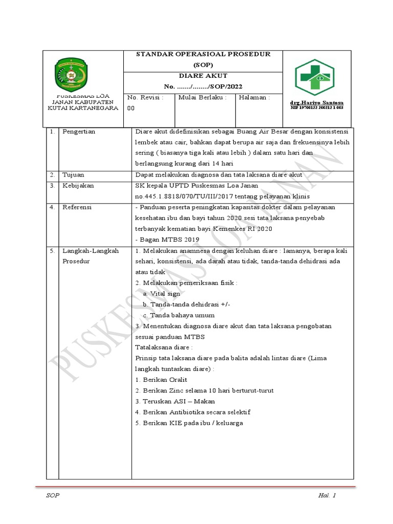 Format Sop Diare | PDF