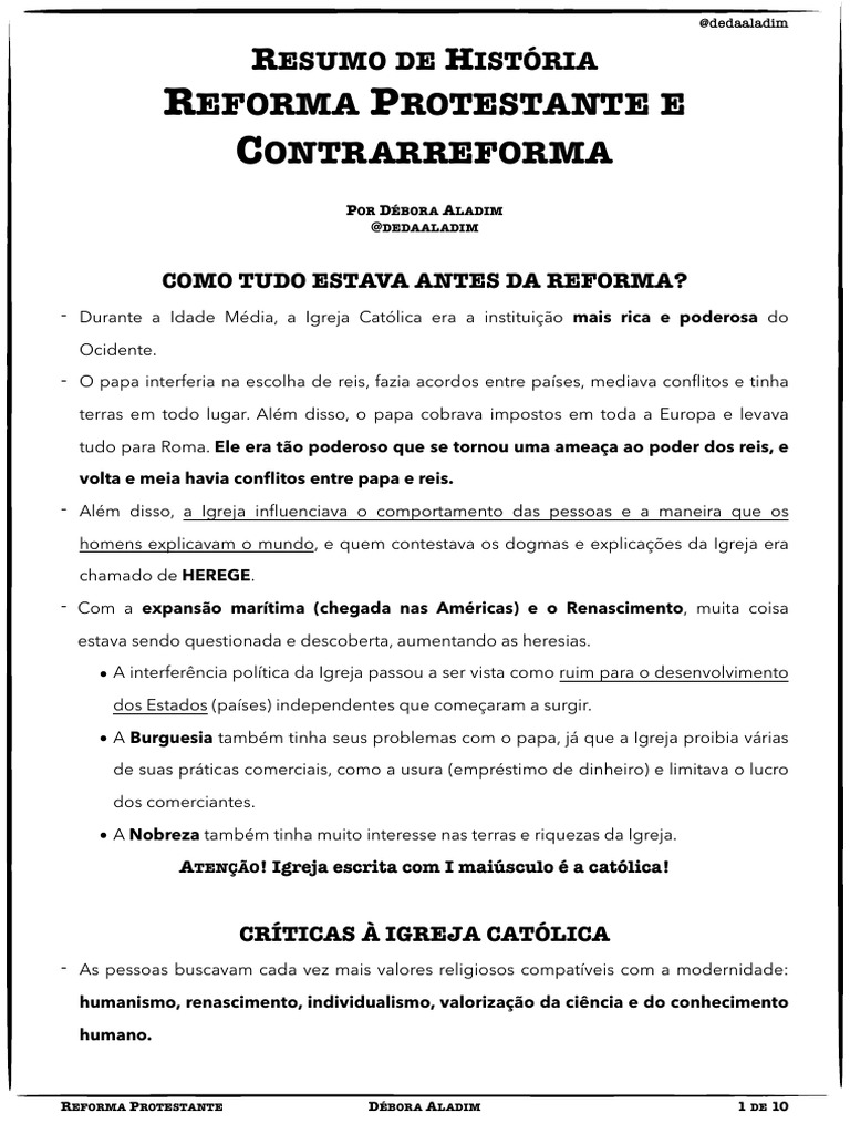 Reforma Protestante: História e Impactos | PDF | Martinho Lutero ...