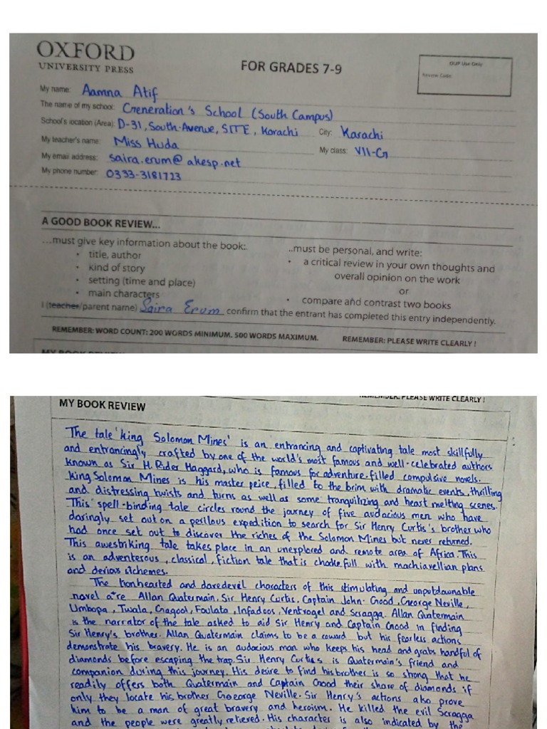 Aamna Atif-King Solomons Mines (Oxf Book Report) | PDF