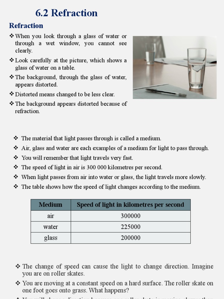 S2-2nd Edit Unit-6 (6.2 Refraction) | PDF | Refraction | Light