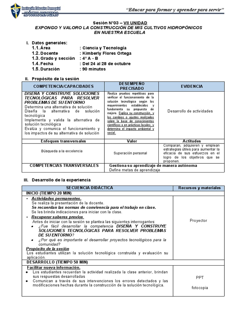 4° Sesión 3 y 4 - VIIU | PDF | Evaluación | Aprendizaje