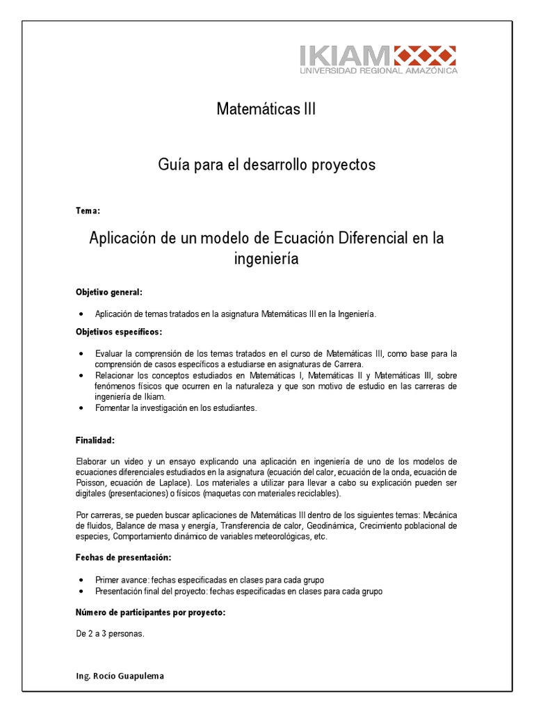 Guía para El Desarrollo de Proyectos - Mate - III PAO I 2022 | PDF
