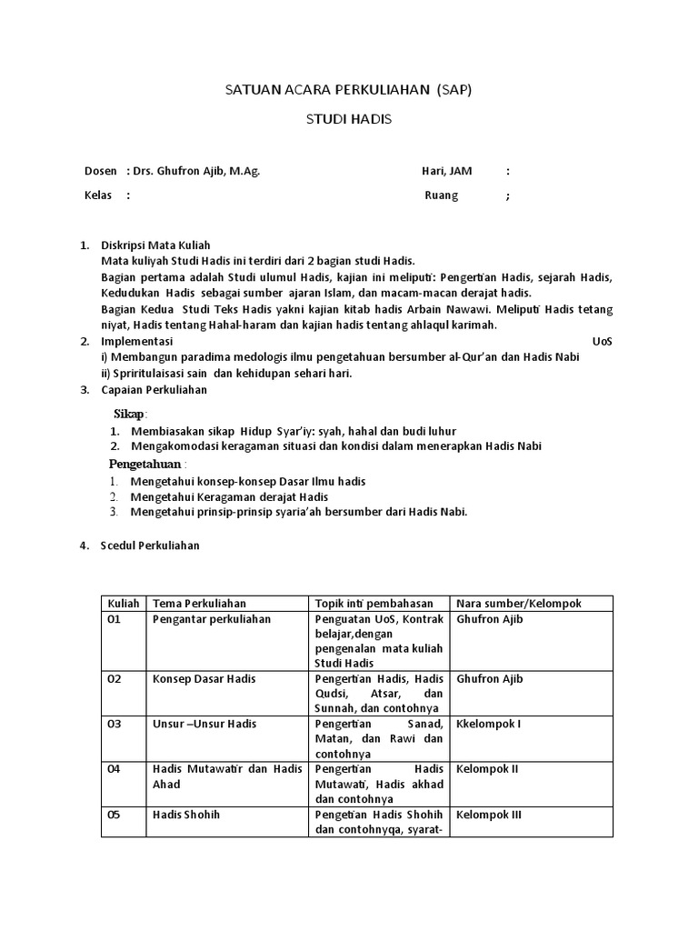 SAP Studi Hadis | PDF