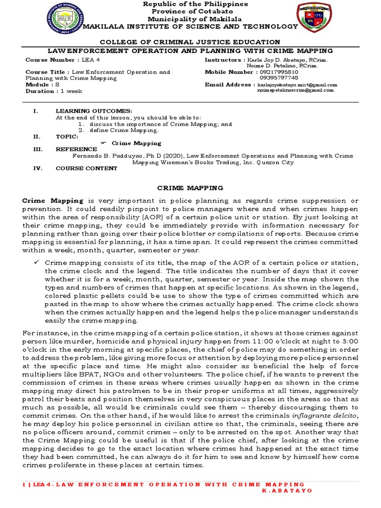 LEA 4 - Module 8 | Download Free PDF | Police | Crimes