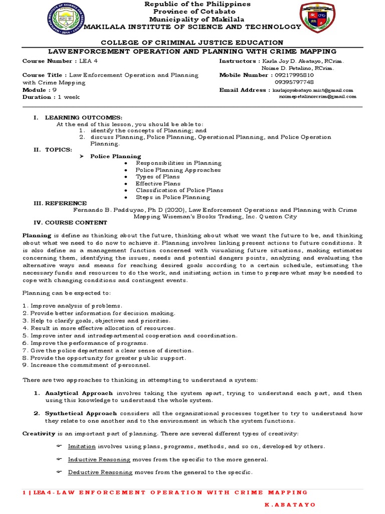 LEA 4 - Module 9 | PDF | Goal | Policy