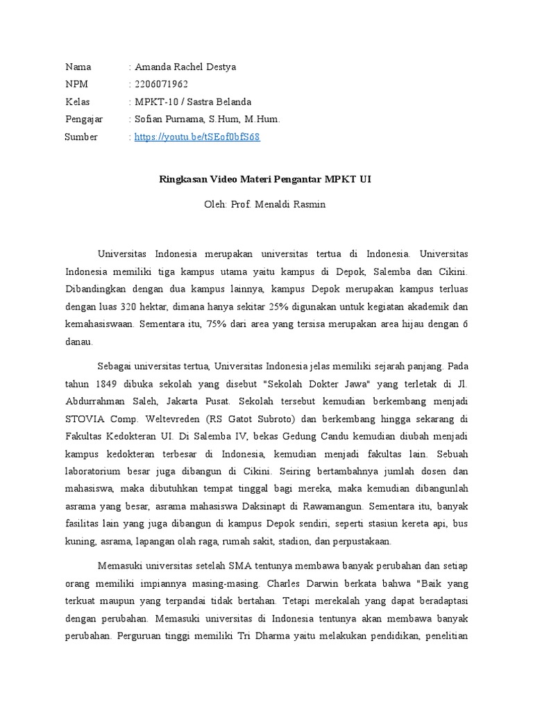 MPKT - Ringkasan Video | PDF