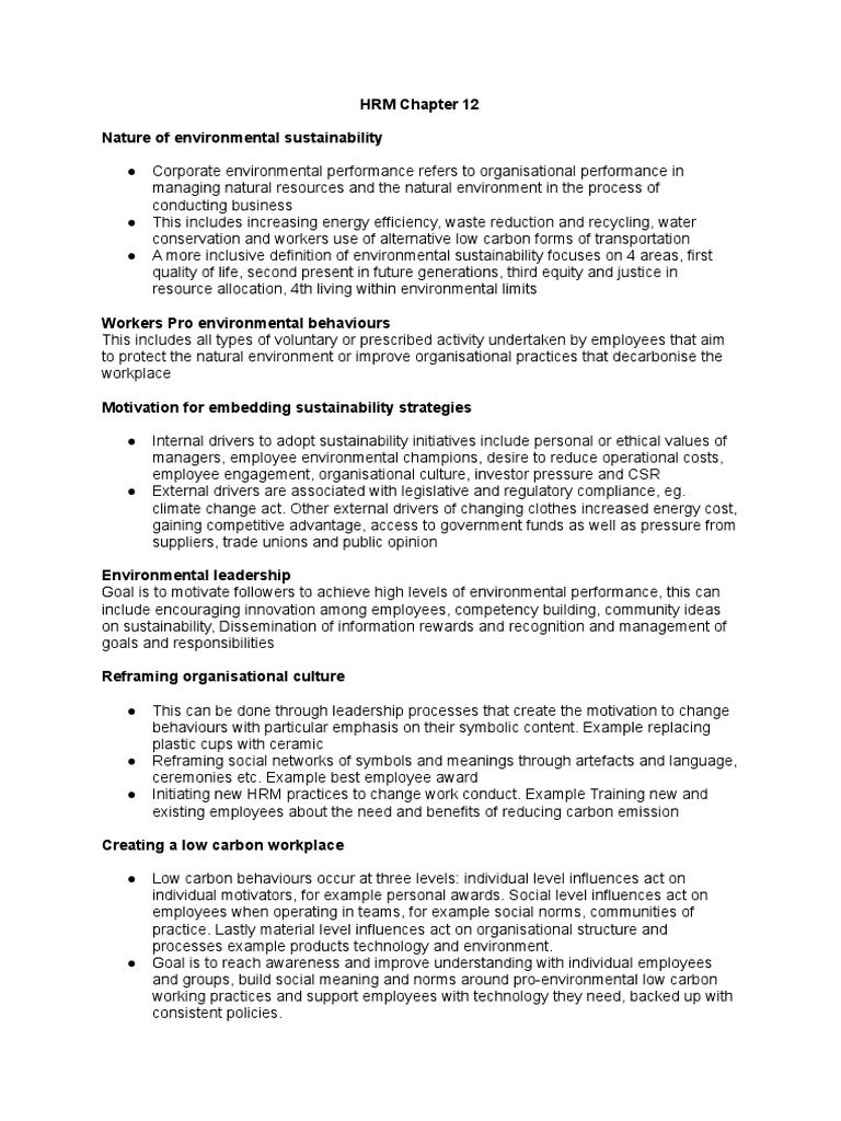 HRM Chapter 12 | PDF | Sustainability | Employment