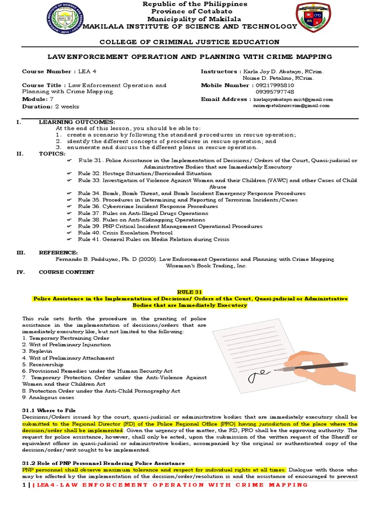 Lea 4 Module 7 Pdf Improvised Explosive Device Police 3738
