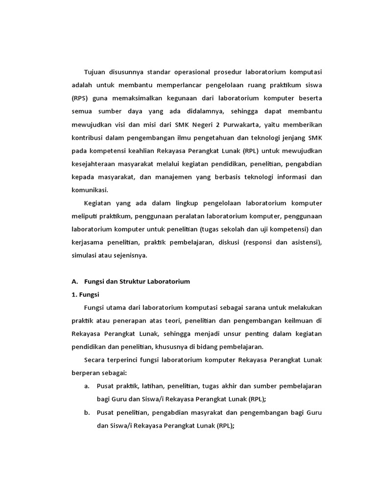 SOP Lab Komputer RPL | PDF