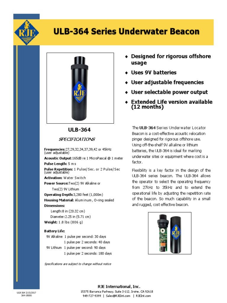 ULB 364 Beacon Data Sheet 1 | PDF | Manufactured Goods