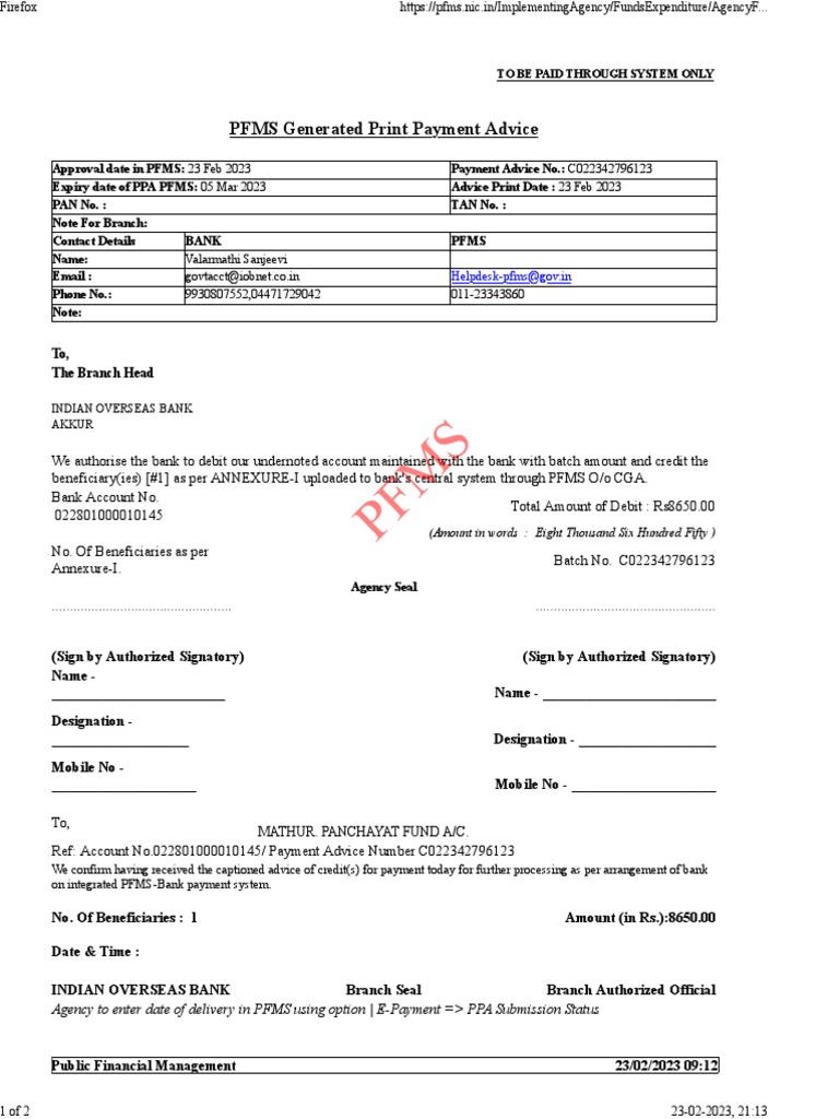 Pfms 56 | PDF | Payments | Banks