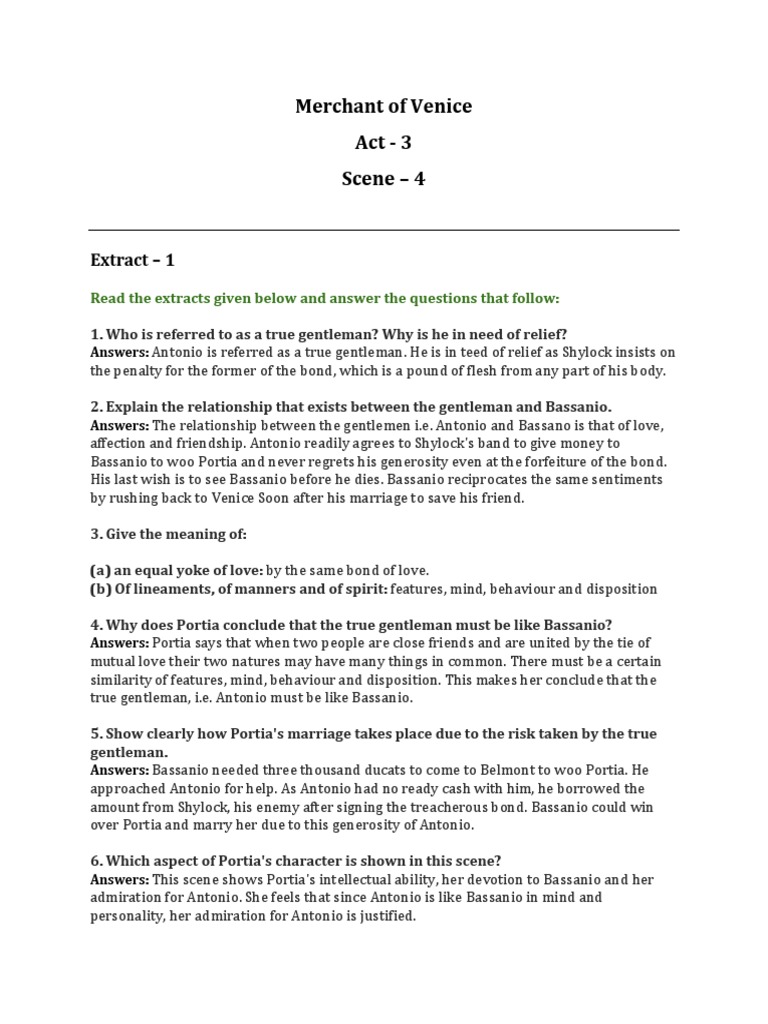 Act 3 Scene 4 | PDF | The Merchant Of Venice | Shakespearean Comedies