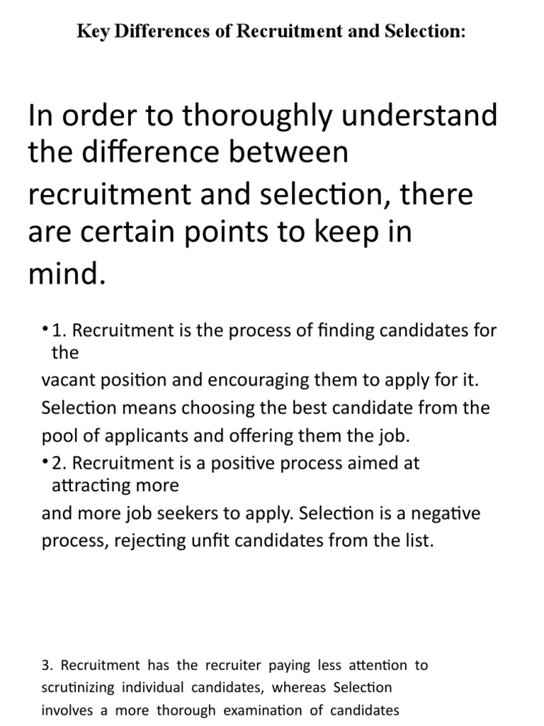 Recruitment vs. Selection Explained | PDF