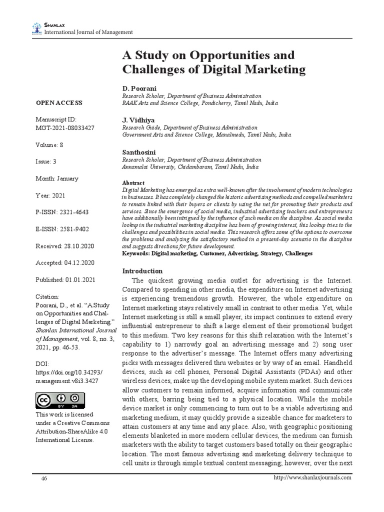 DM-Opps&Challenges A Study On Opportunities and Challenges of Digital | PDF | Digital Marketing ...