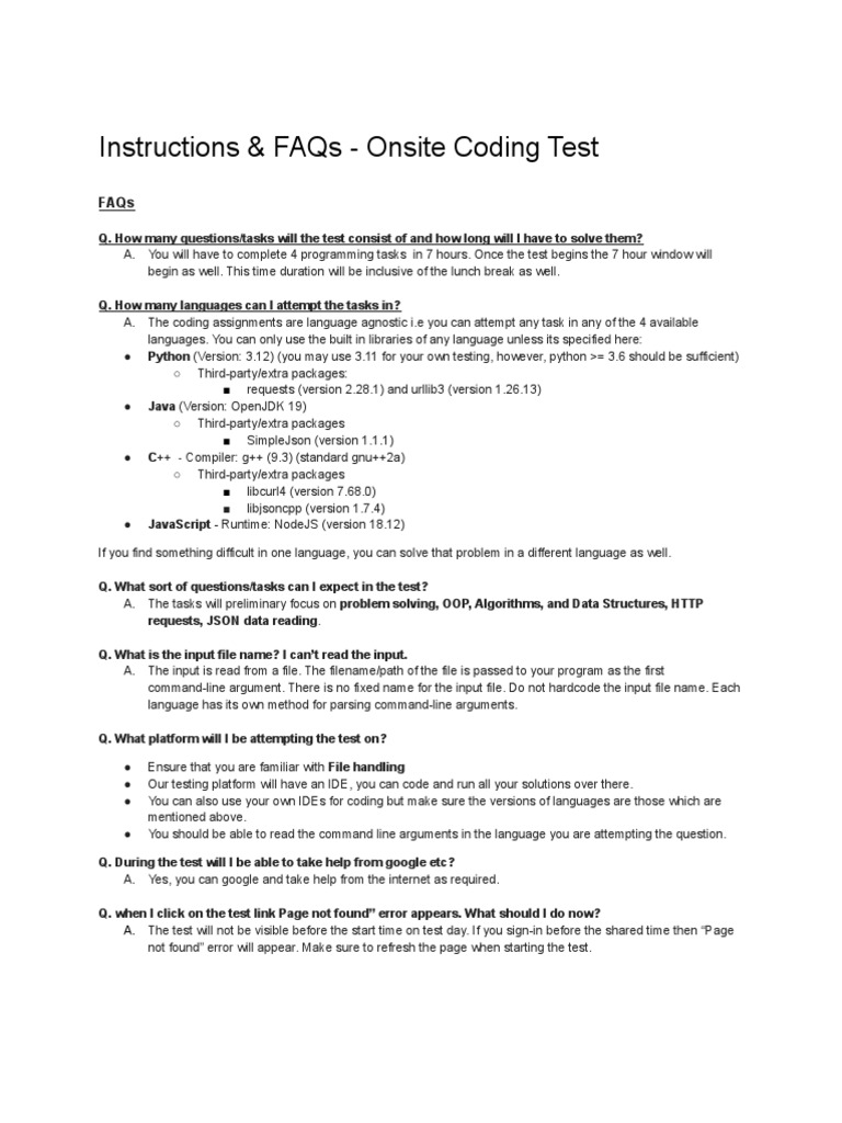 Onsite Coding Test Guide | PDF | Filename | Command Line Interface