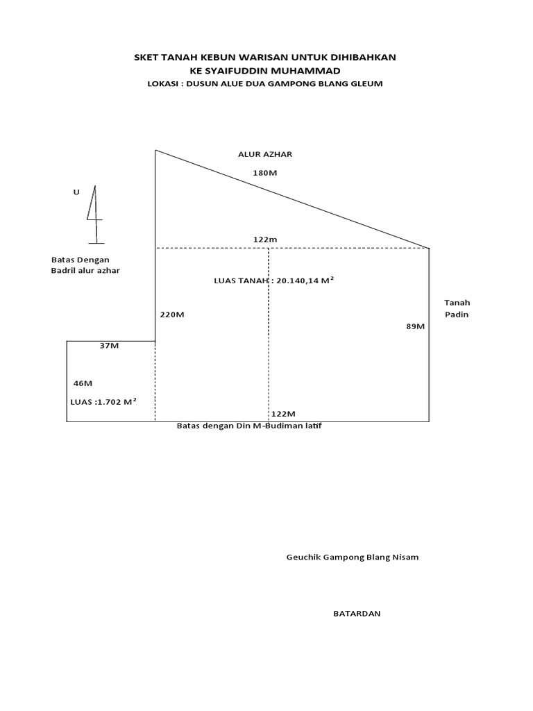 Sket Tanah Kebun Warisan Untuk Dihibahkan | PDF