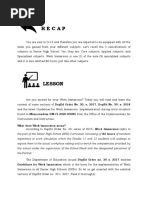 Work Immersion-Module 1 | PDF | Curriculum | Learning