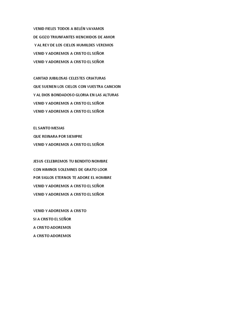 Venid Fieles Todos A Belén Vayamos | PDF