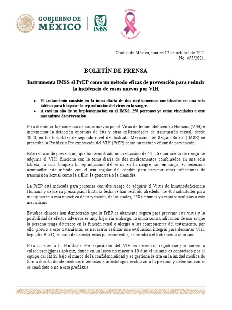 Implementación de PrEP en el IMSS | PDF | VIH | Infección transmitida ...