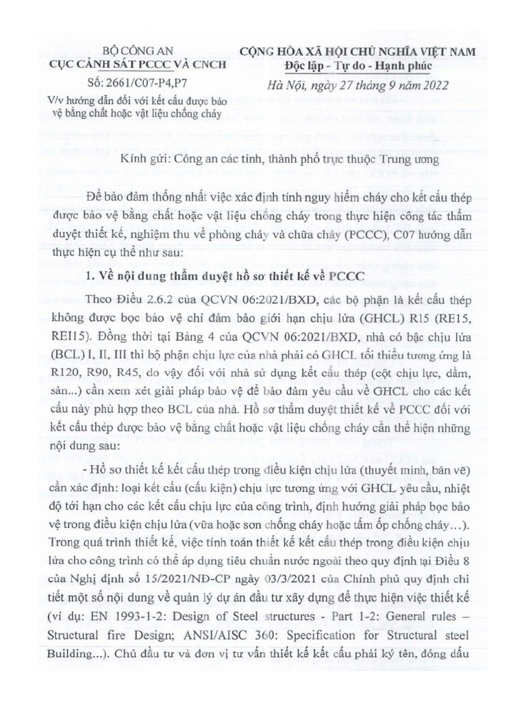 CV 2661-C07-P4, P7 - Cong Van Cuc C07 - Huong Dan Ket Cau Bao Ve Chong Chay - 2022 | PDF