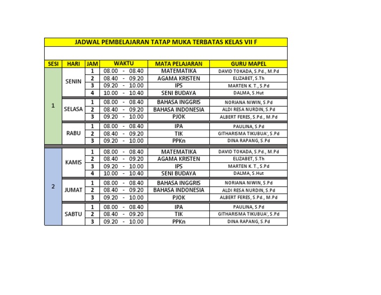 Jadwal 7F | PDF